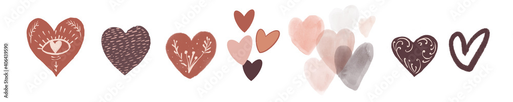 Set of Boho Love hand drawn logos. Valentines Day quotes for Bohemian ...