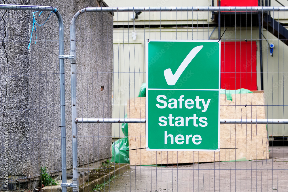 Construction site health and safety message rules sign board signage on ...