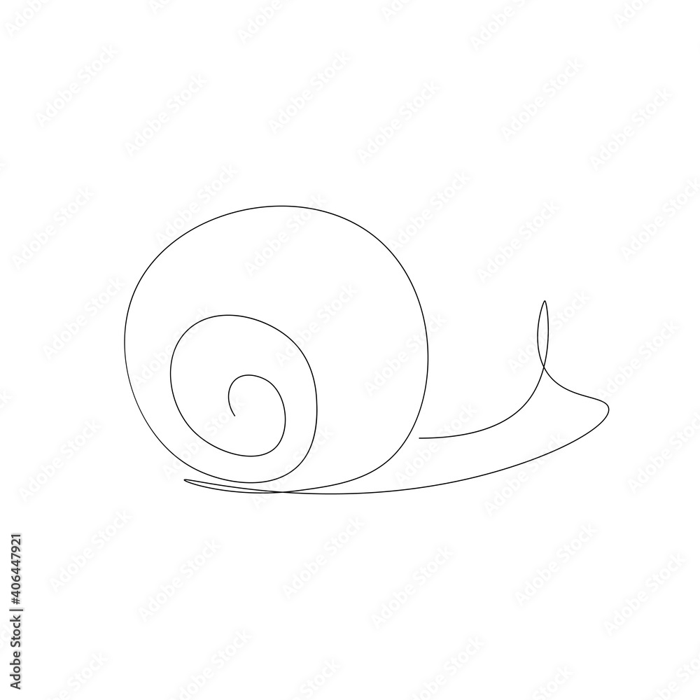One line drawing snail. Vector illustration Stock Vector | Adobe Stock