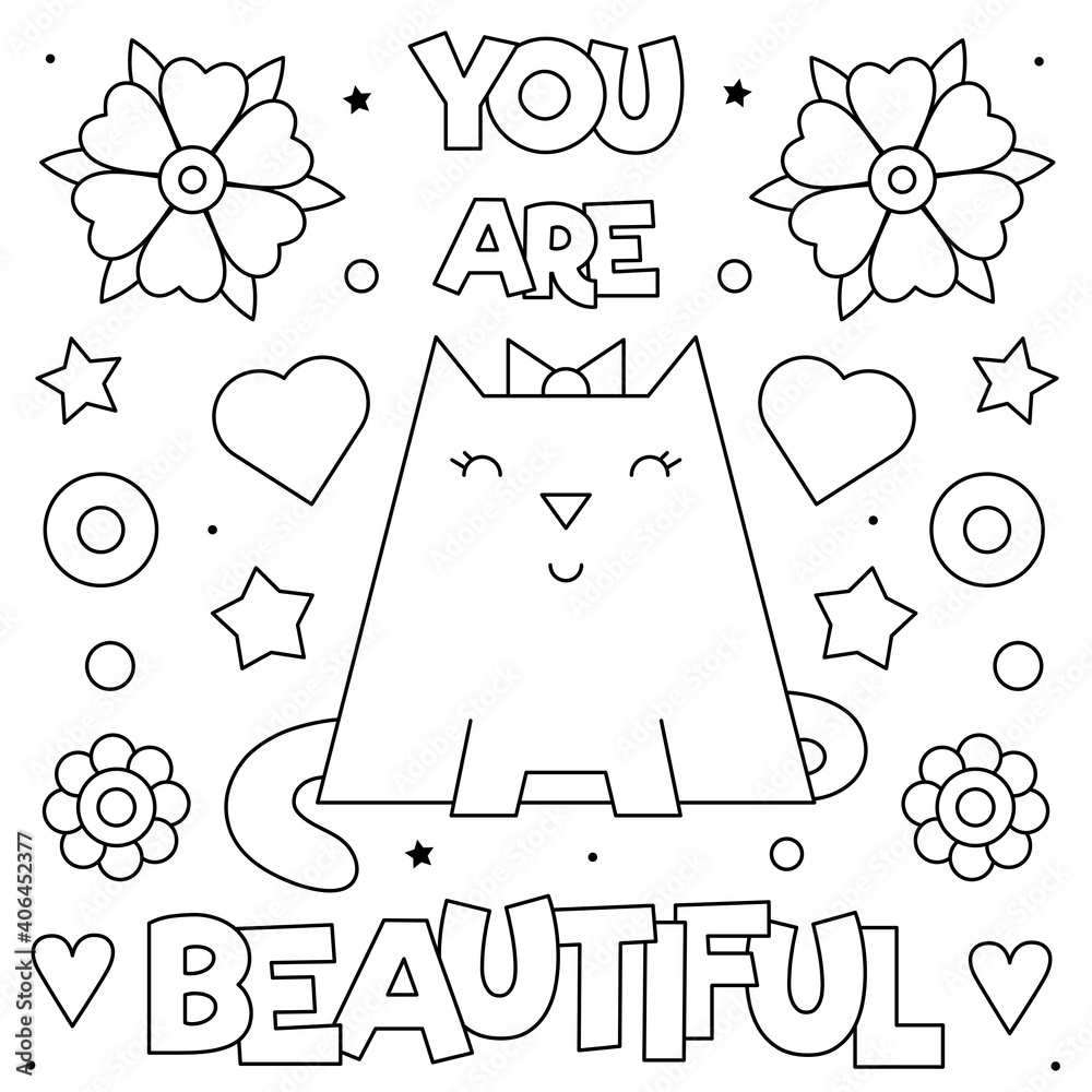 You are beautiful. Coloring page. Vector illustration. Stock Vector ...