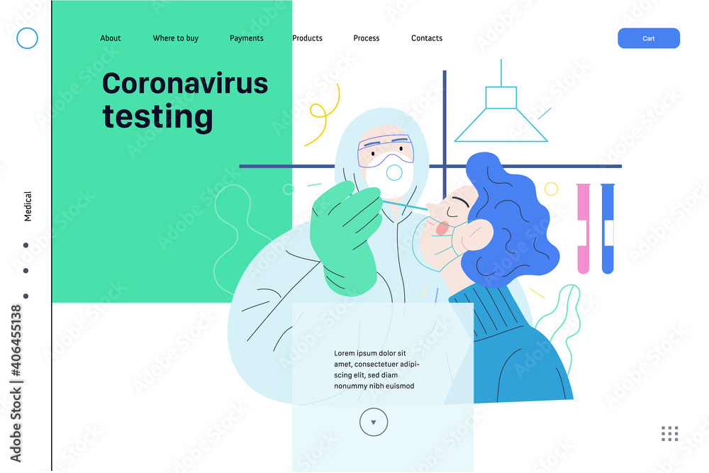 Medical tests web template - testing for COVID-19 - modern flat vector ...