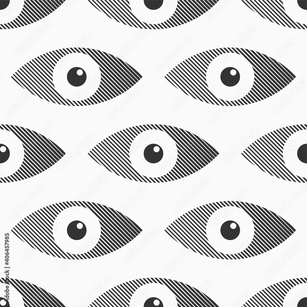 Abstract seamless eyes pattern. Stylized eye shapes with diagonal ...