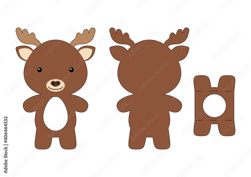 Cute die cut moose chocolate egg holder template. Retail paper box for ...