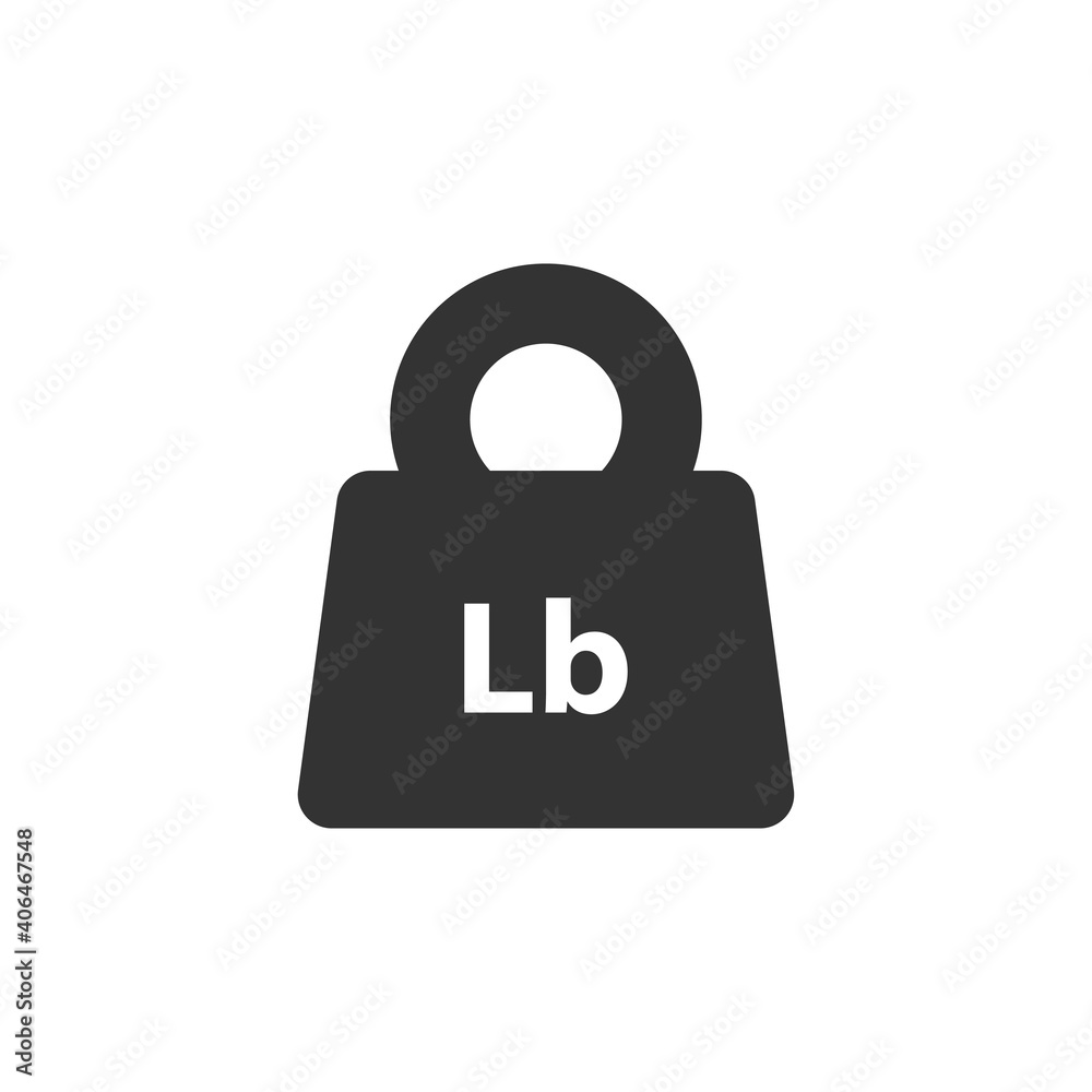 Lb, Lbs weight mass black simple flat icon. Old barbell press in flat ...