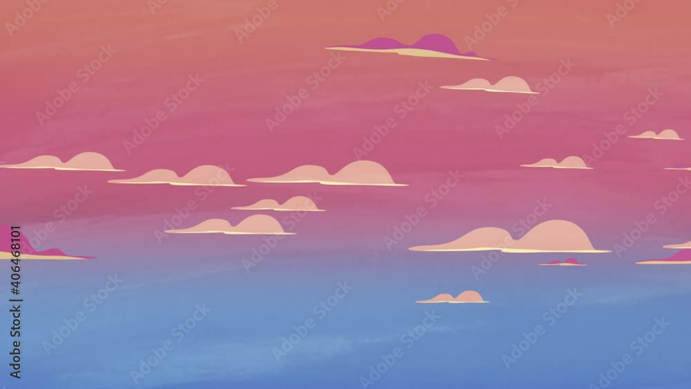 cartoon animation background with motion clouds abstract backdrop vídeo ...