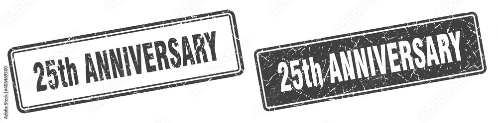 25th anniversary stamp set. 25th anniversary square grunge sign Stock ...