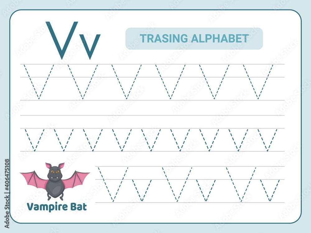 Alphabet tracing practice Letter V. Tracing practice worksheet ...
