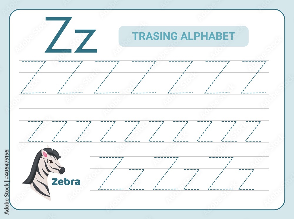 Alphabet tracing practice Letter Z. Tracing practice worksheet ...