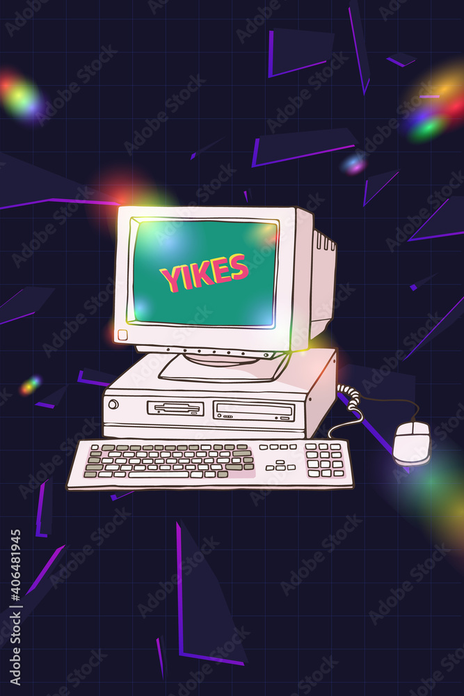 Dazzling retro vintage PC system with computer peripherals crt monitor ...