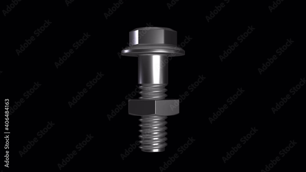 The bolt and nut. The animation of the tightening nut and bolt metal ...