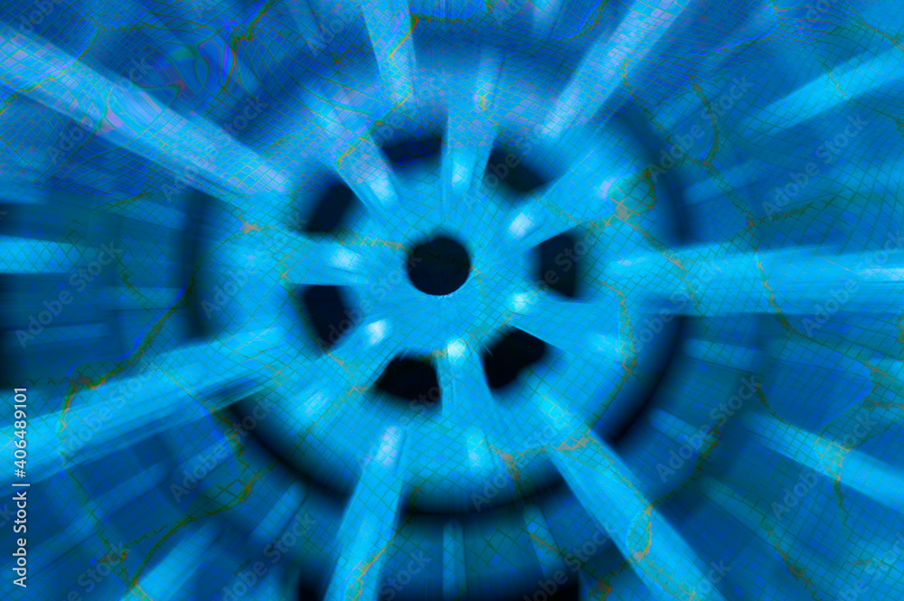abstract blue color background with waves and supersonic circular ...