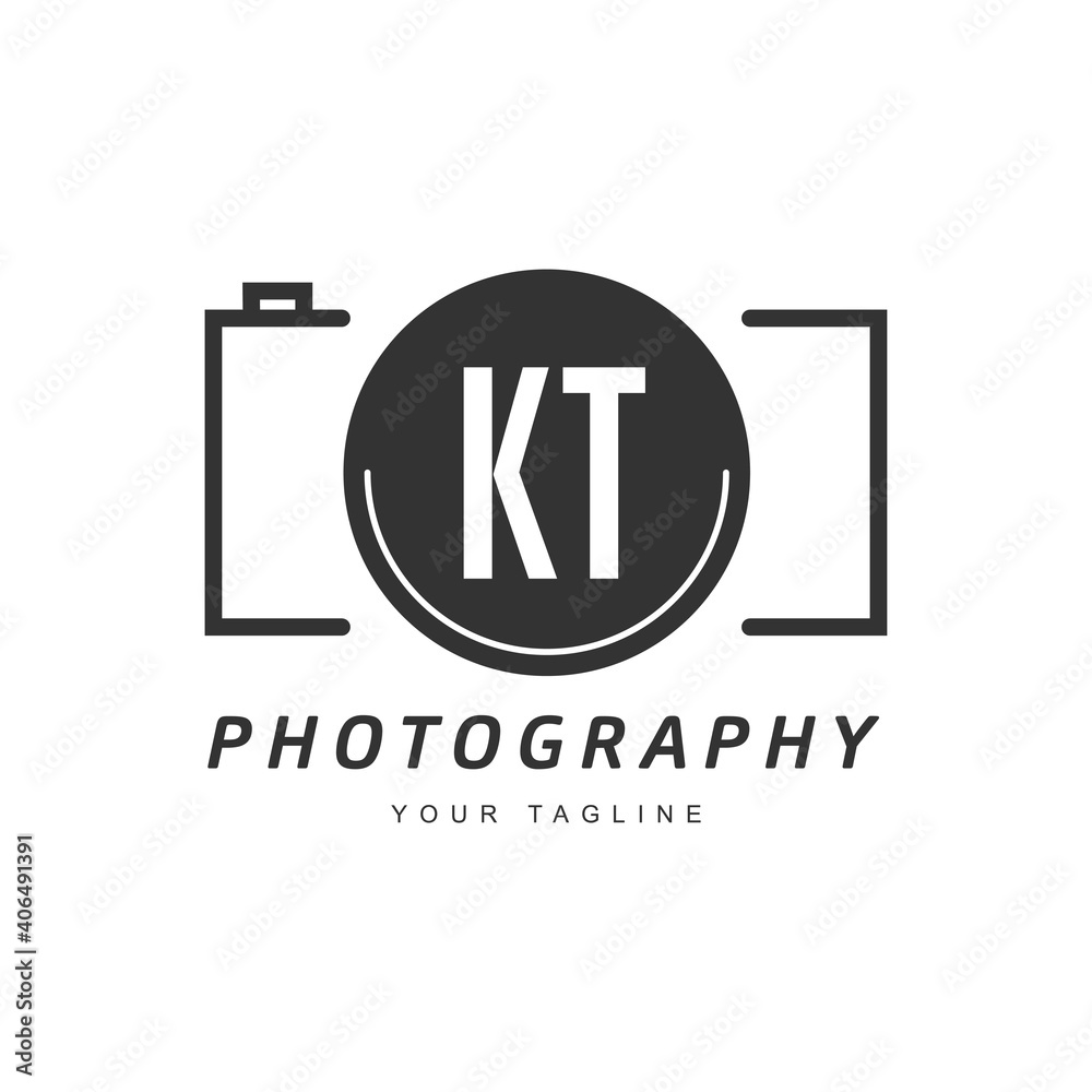 KT Letter Logo Design with Camera Icon, Photography Logo Concept Stock ...