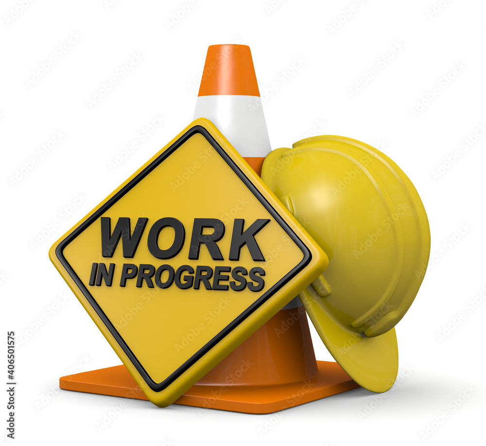 3d illustration traffic cone work in progress Stock Illustration ...