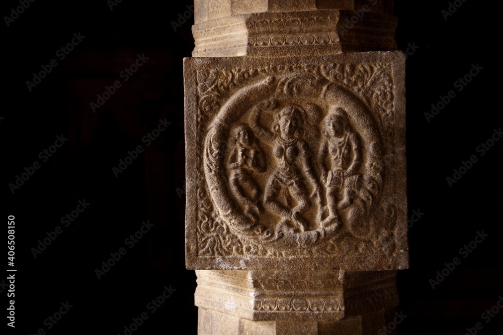 Stone carvings in Hindu temple, Thanjavur, Tamil Nadu, India Stock ...