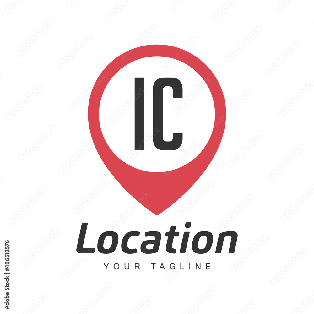 IC Letter Logo Design with Location Pin Icon, Location or Travel Logo ...