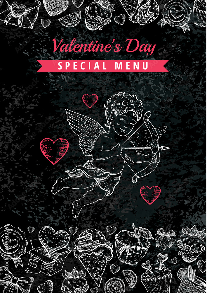 Valentine day menu. Dinner background. Love restaurant food menu ...