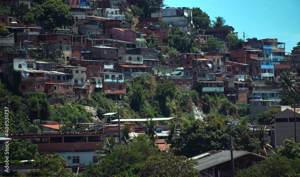 Favela in the suburbs of the city of Rio de Janeiro. The slums are ...