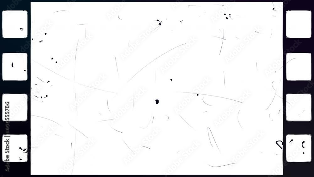 4k animation of an old film strip with scratches and damage. Retro ...