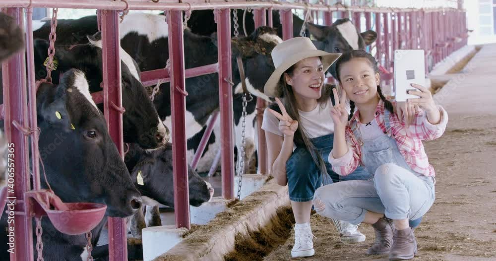 Lady livestock agriculture organic farmer wearing coat and cowboy hat ...