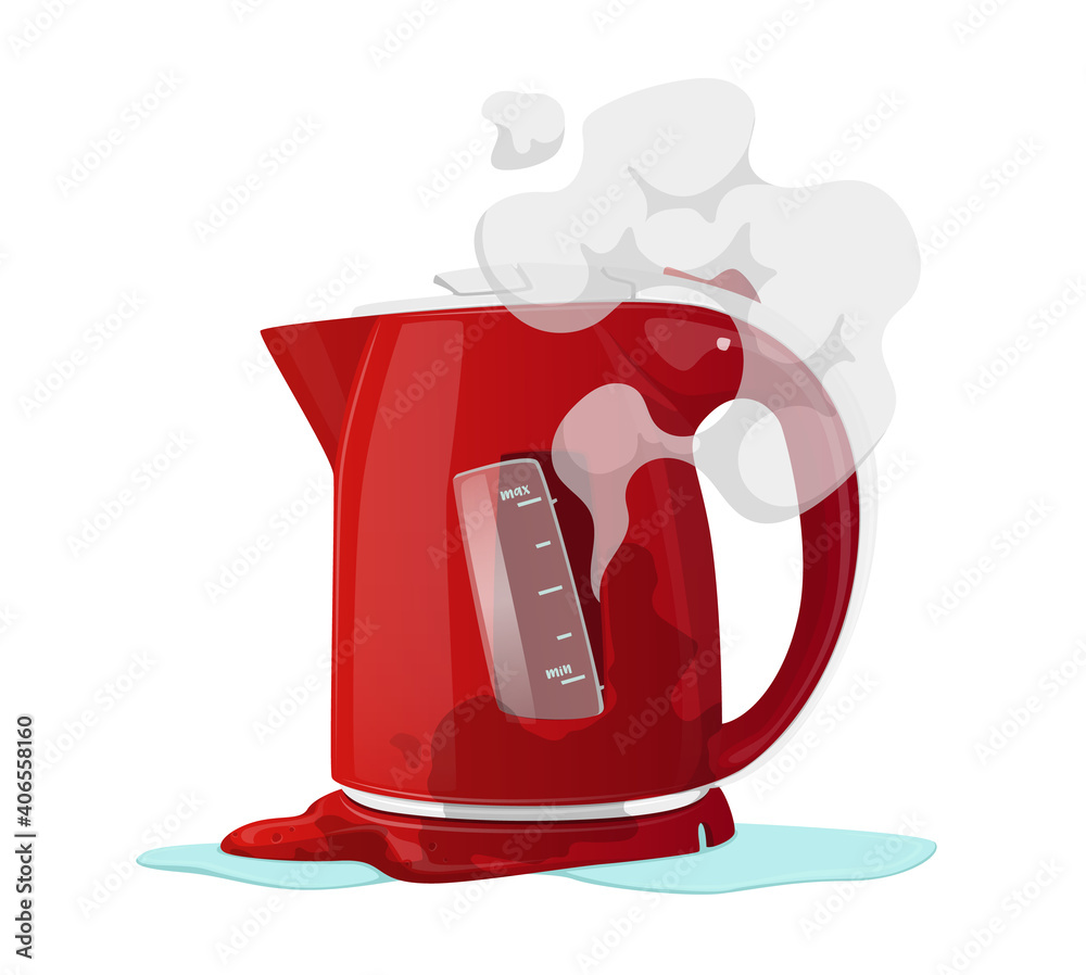 Broken Electric Kettle Isolated on White Background. Destroyed ...