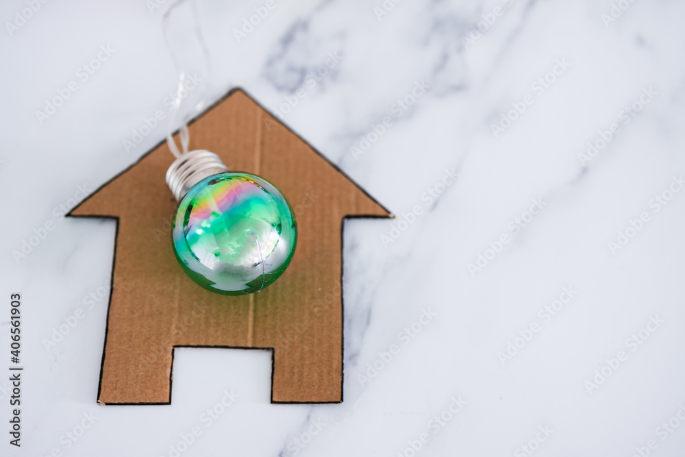 sustainable development in the construction industry, green light bulb ...