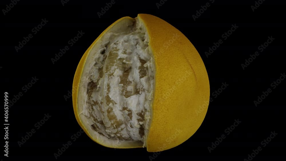Vidéo Stock Realistic render of a spinning partially peeled Pomelo ...