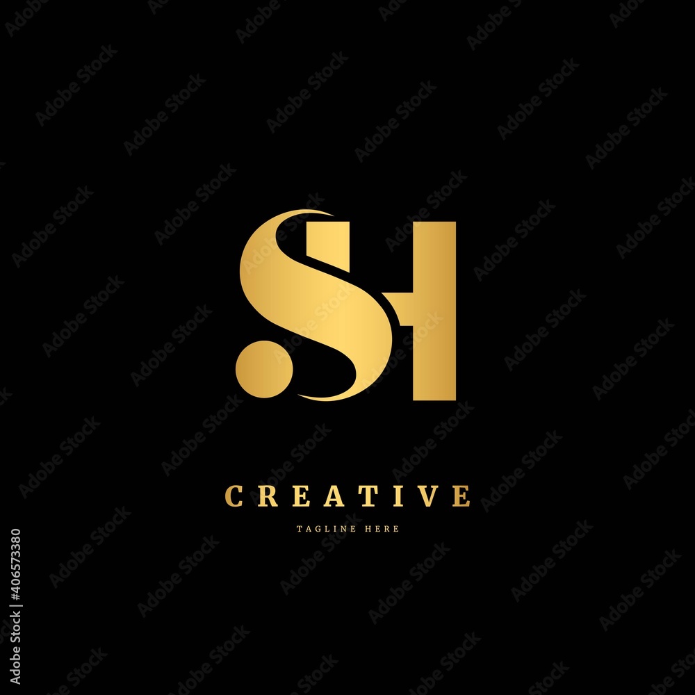 Initial letter SH logotype. Monogram logo design template. Minimalis ...