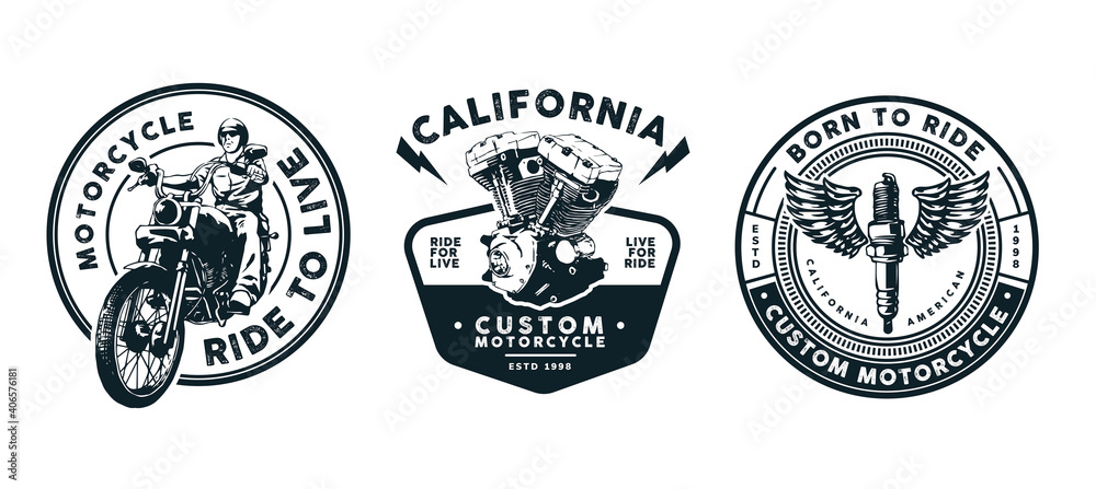motorcycle template design for logo, badge, emblem and other Stock ...