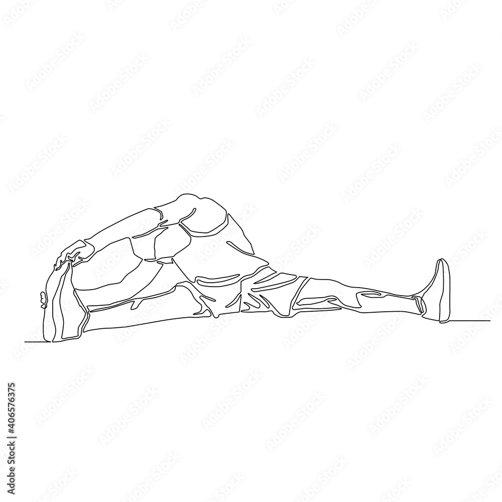 Continuous drawing line of man bending over his body to right side to ...
