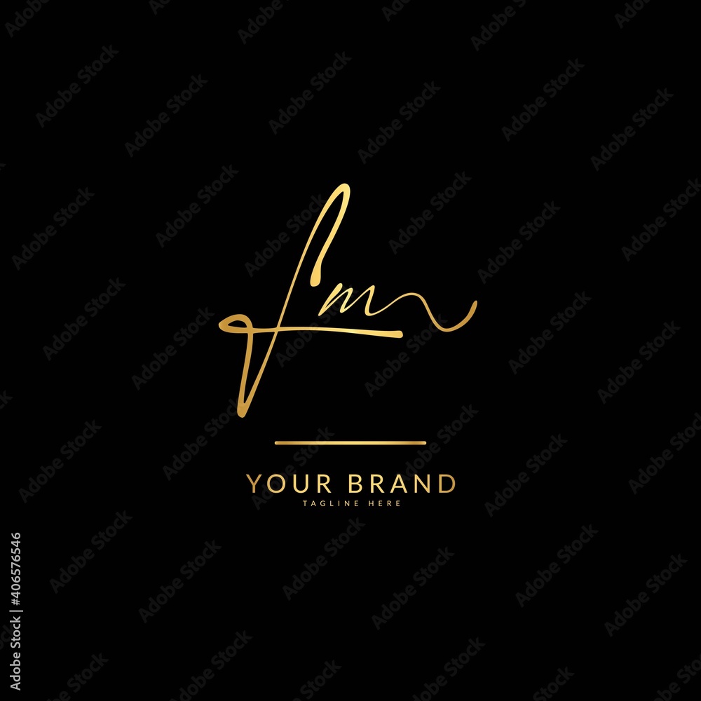 Initial letter FM. Monogram signature logo design template. Minimalis ...