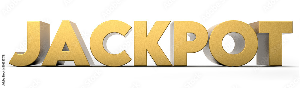 Jackpot word made from realistic gold isolated on white background. 3d ...