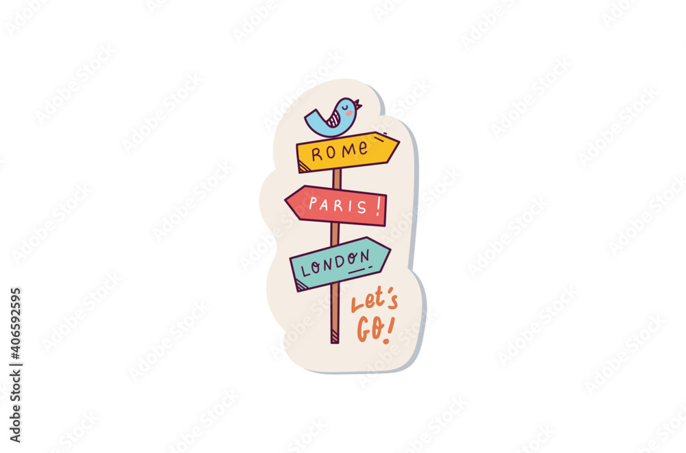 Direction sign for traveler sticker design Stock Vector | Adobe Stock