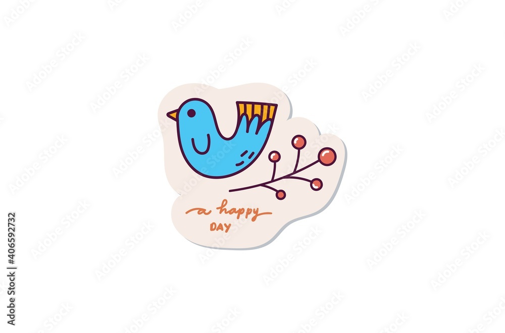 Cartoon blue bird sticker design Stock Vector | Adobe Stock