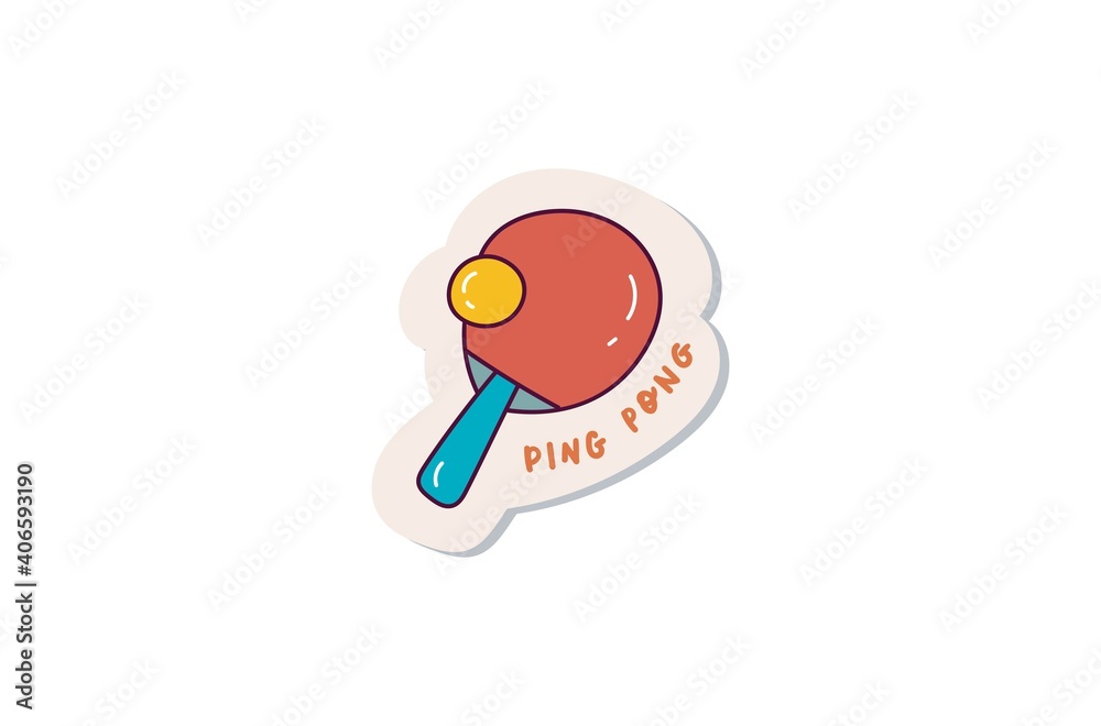 Ping pong doodle sticker design Stock Vector | Adobe Stock