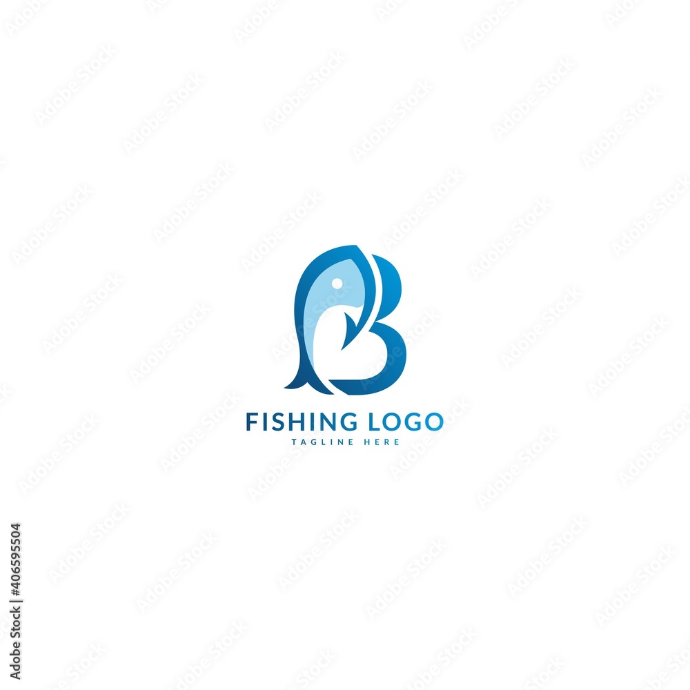 Initial letter B logotype. Minimalist fish logo concept, fit for ...