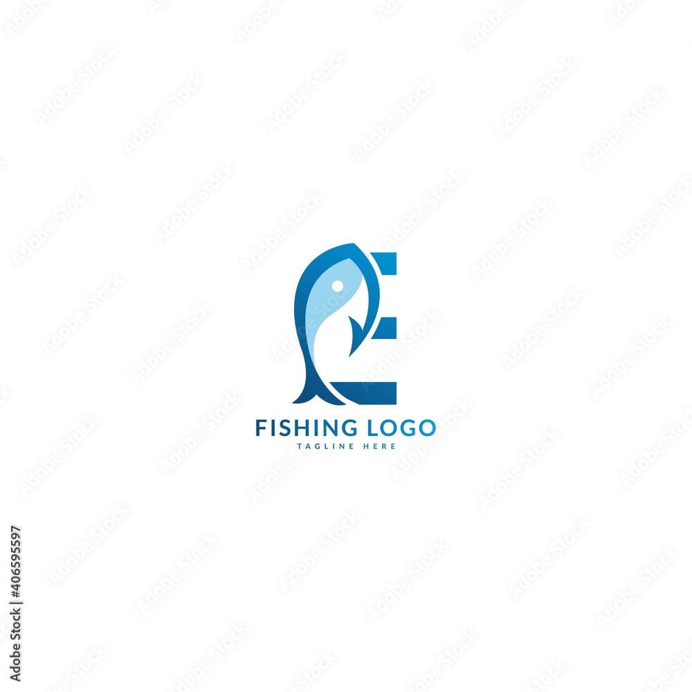 Initial letter E logotype. Minimalist fish logo concept, fit for ...