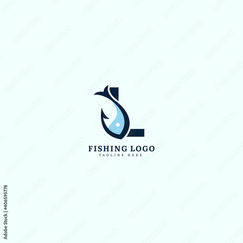 Initial letter L logotype. Minimalist fish logo concept, fit for ...
