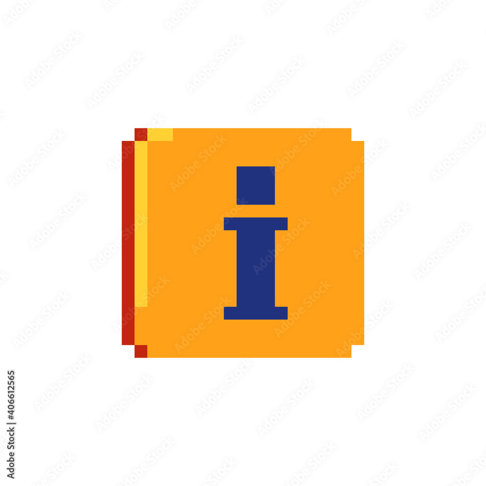 Warning sign, exclamation mark. Stop sign, pixel art icon, isolated ...