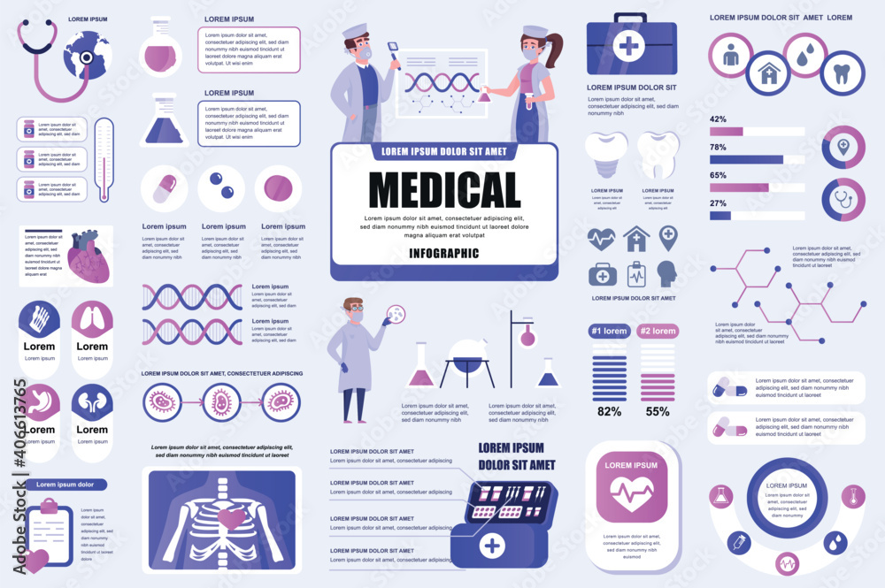 Bundle medical services infographic UI, UX, KIT elements. Different ...