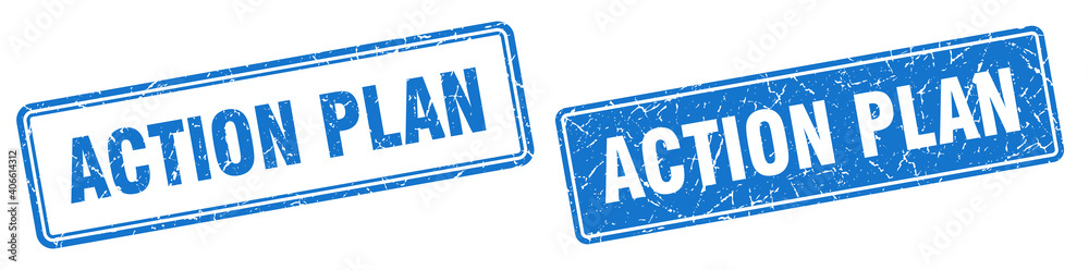action plan stamp set. action plan square grunge sign Stock Vector ...