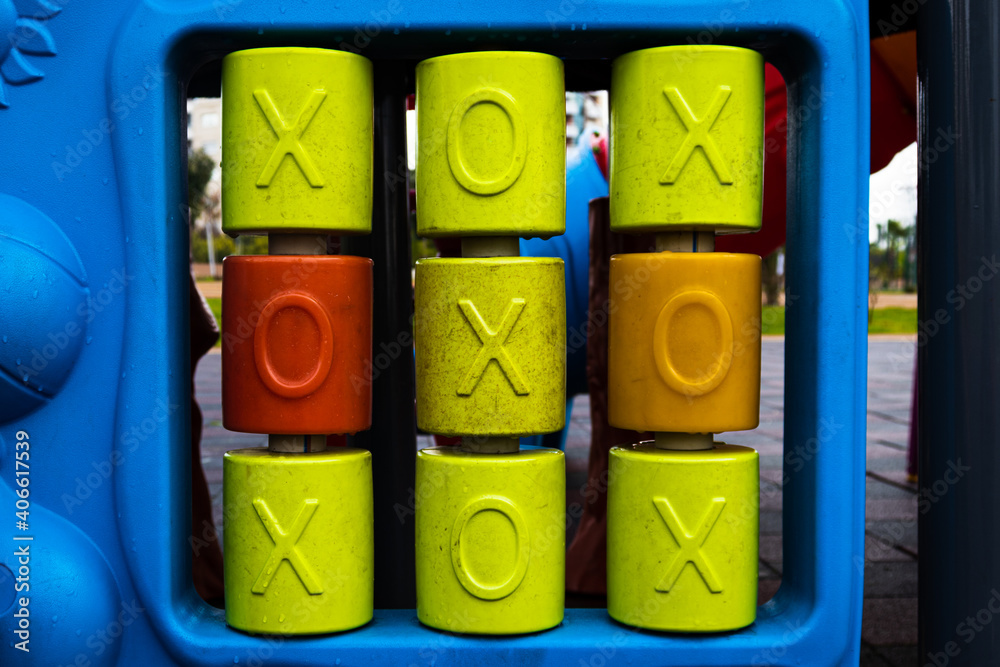 Colorful tic-tac-toe game in a public playground for kids Stock Photo ...