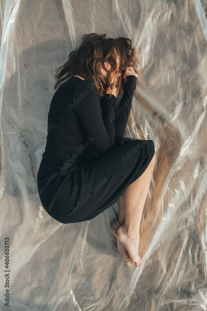 Woman protection. Female loneliness. Isolation melancholy. Depressed ...