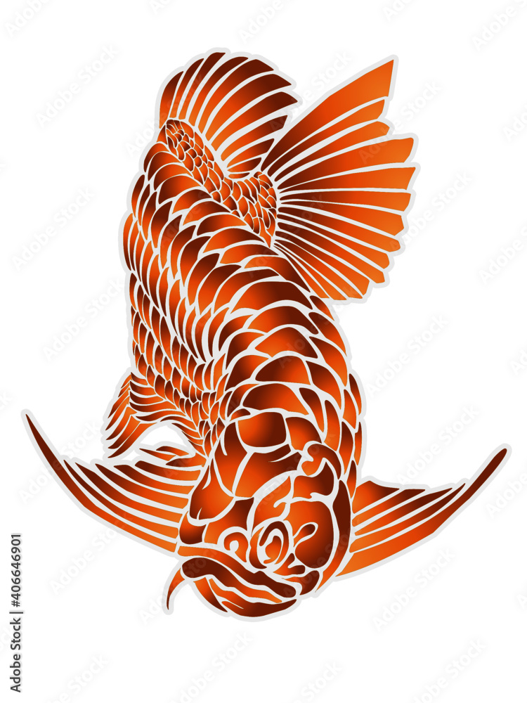 Beautiful design vector logo of dragon arwana fish with beautiful fins ...