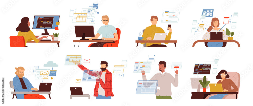 Programmers. Hackers freelancers overworked corporate people internet ...