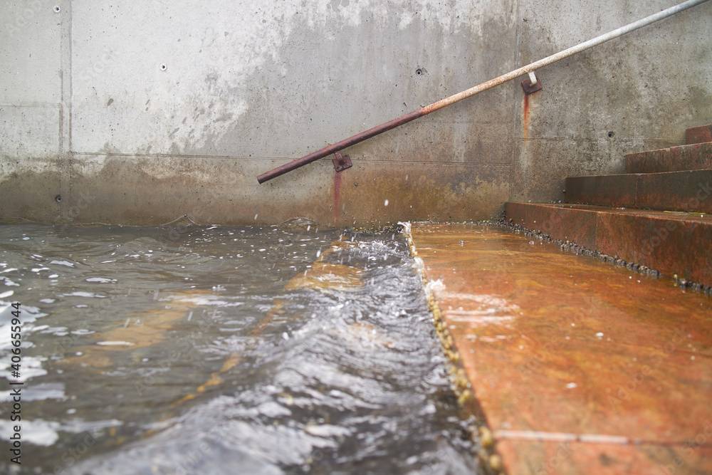 overflow flooding on urban stairs Stock Photo | Adobe Stock