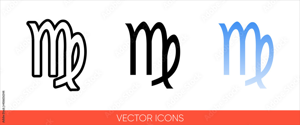 Zodiac sign virgo from August to September icon of 3 types color, black ...