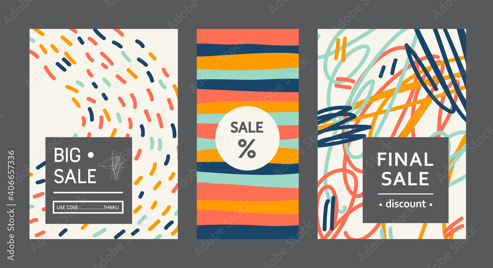 Set of creative universal geometric cards. Designs for prints, wedding ...