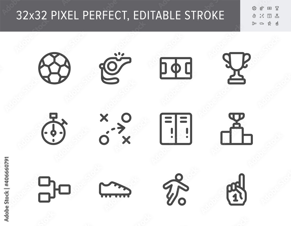 Football sport flat icons. Vector illustration with minimal icon ...