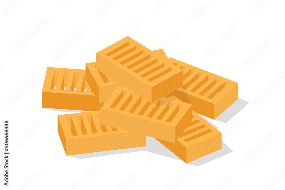 Pile of bricks. Small heap of building construction material. Vector ...