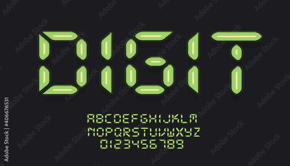 Digital style font design, alphabet letters and numbers. Stock Vector ...